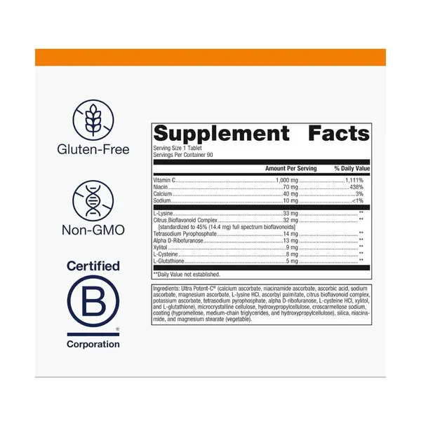 METAGENICS Ultra Potent C 1000 Buffered Vitamin C Supplement With Antioxidant Support Immune Health - No Color