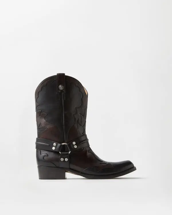 Versace Sylvester Leather Western Boots
