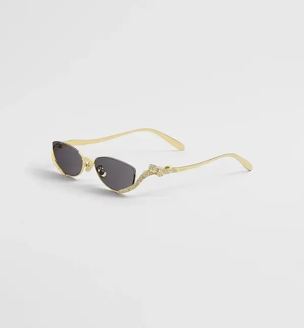 Dior Bow Embellished Gold-finish Metal Sunglasses