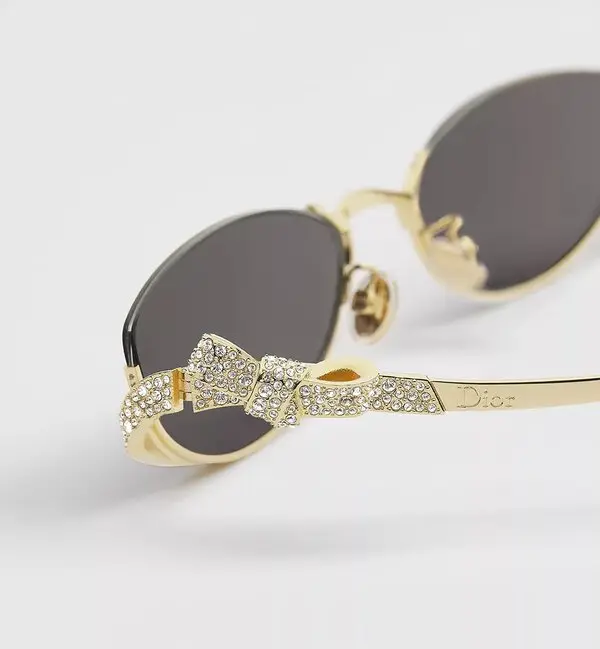 Dior Bow Embellished Gold-finish Metal Sunglasses