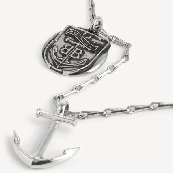 Balenciaga Anchor Crest Charms Necklace