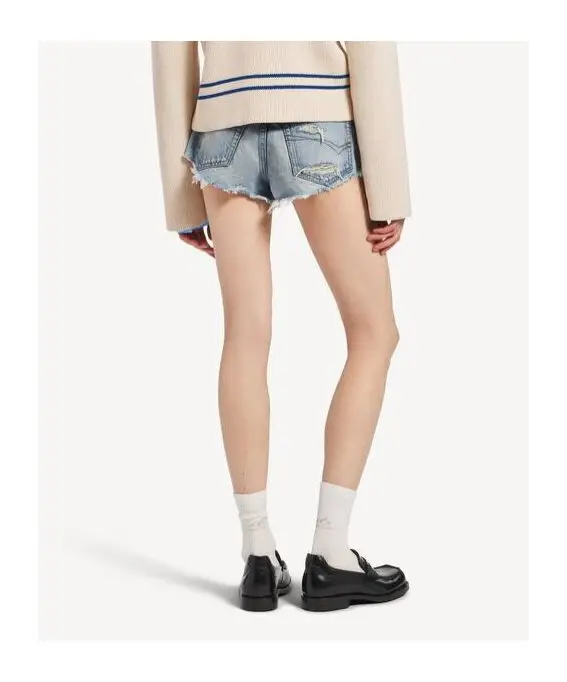 Balenciaga Mini Shorts In Bleach Light Bleu