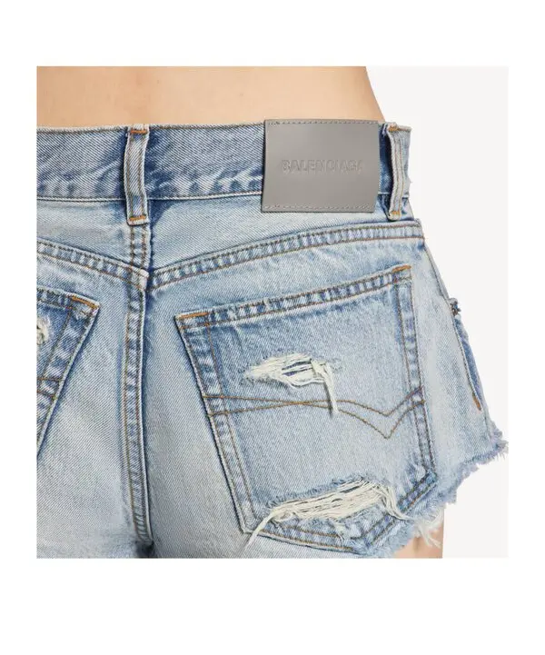 Balenciaga Mini Shorts In Bleach Light Bleu