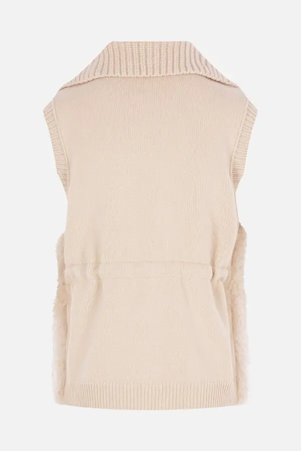 Moncler Drawstring Zip-up Padded Gilet - Light Beige