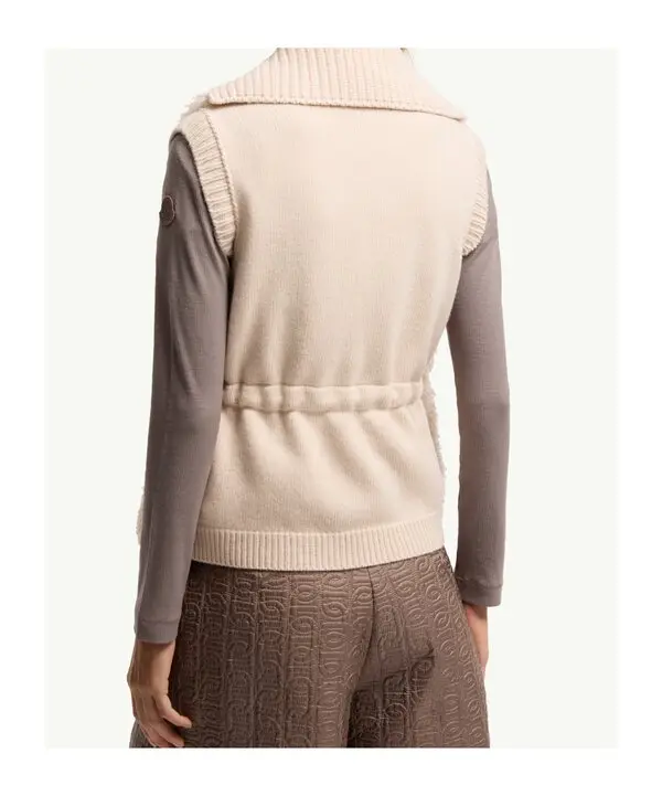 Moncler Drawstring Zip-up Padded Gilet - Light Beige