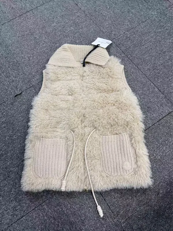 Moncler Drawstring Zip-up Padded Gilet - Light Beige