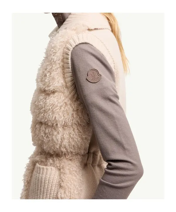 Moncler Drawstring Zip-up Padded Gilet - Light Beige
