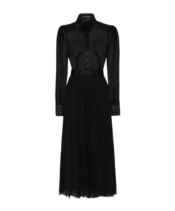 Dolce & Gabbana Chiffon Shirt Dress With Appliqu