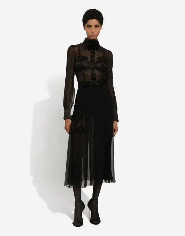 Dolce & Gabbana Chiffon Shirt Dress With Appliqu