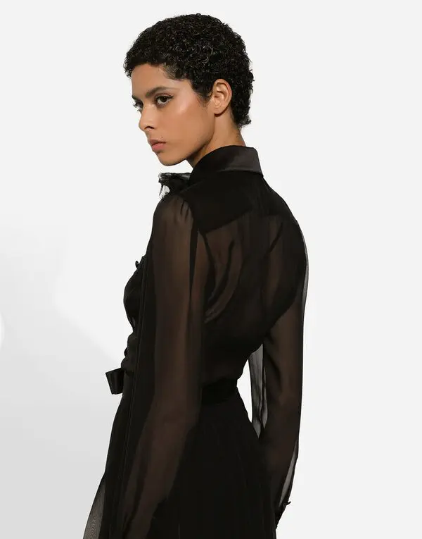 Dolce & Gabbana Chiffon Shirt Dress With Appliqu
