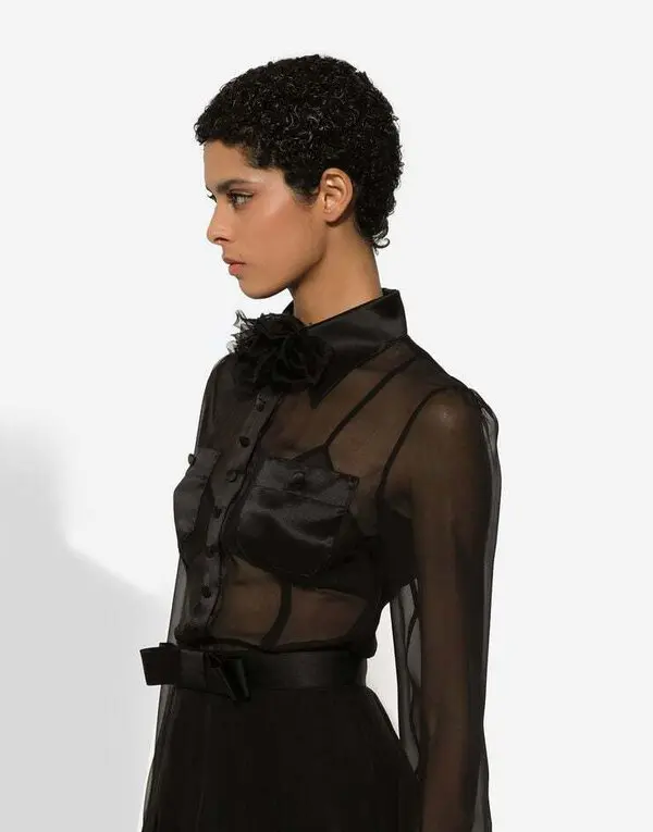 Dolce & Gabbana Chiffon Shirt Dress With Appliqu