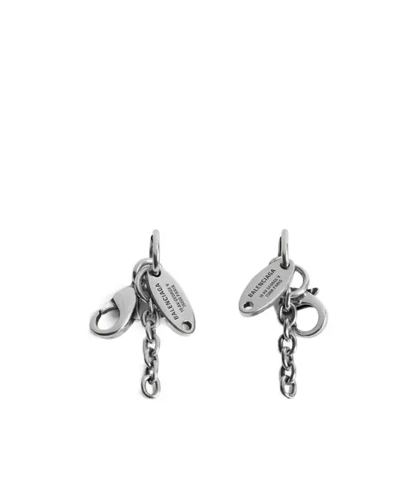 Balenciaga Everyday Chain Earrings In Antique - Silver