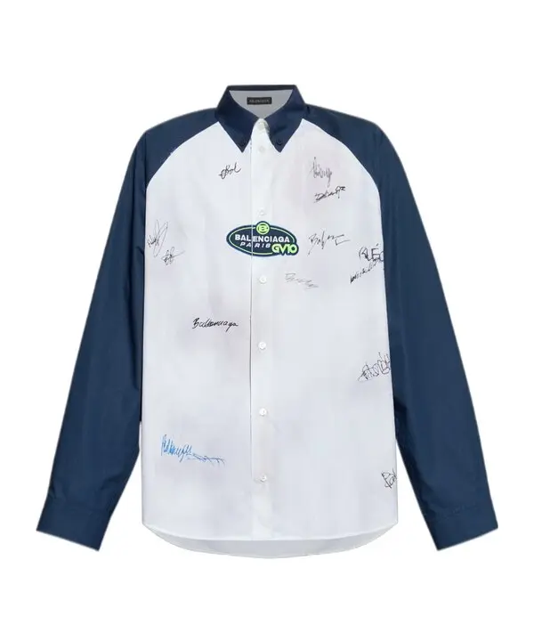 Balenciaga Logo Patch Long-sleeve Shirt - White