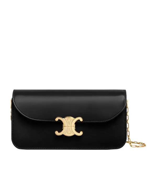 Celine Small Chain Triomphe In Shiny Calfskin