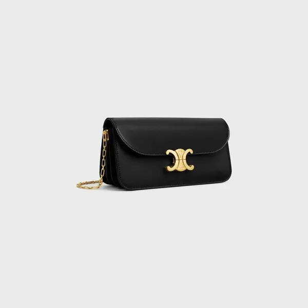 Celine Small Chain Triomphe In Shiny Calfskin