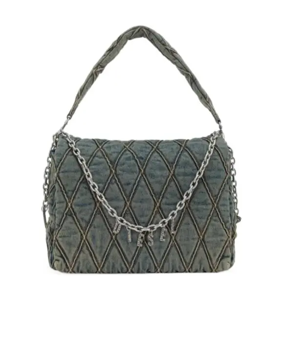 DIESEL® Large Quilted Shoulder Bag With Charm Detail