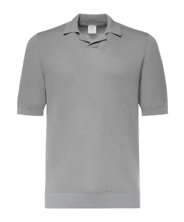 Eleventy Short-sleeve Knit Polo Top - Grey