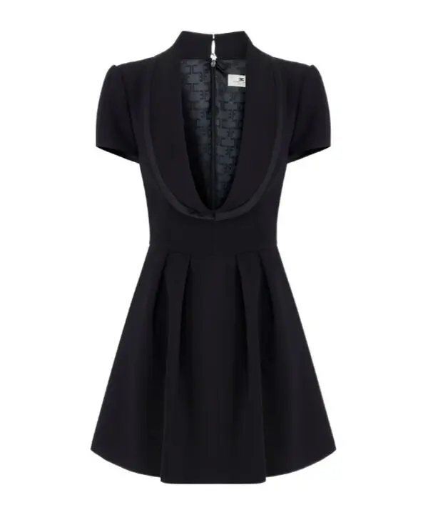 Elisabetta Franchi Mini Dress In Lightweight Crepe And Satin Fabrics - Black