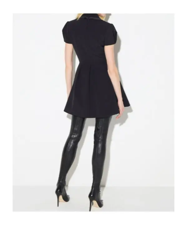 Elisabetta Franchi Crepe Deep-neck Pleated Mini Dress - Black