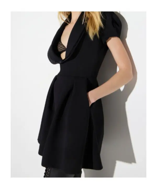 Elisabetta Franchi Crepe Deep-neck Pleated Mini Dress - Black