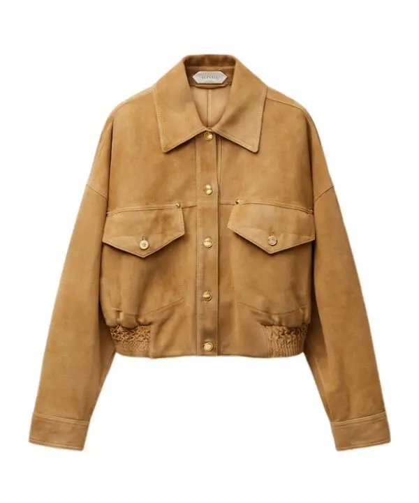 Versace Suede Blouson Jacket With Medusa Hardware