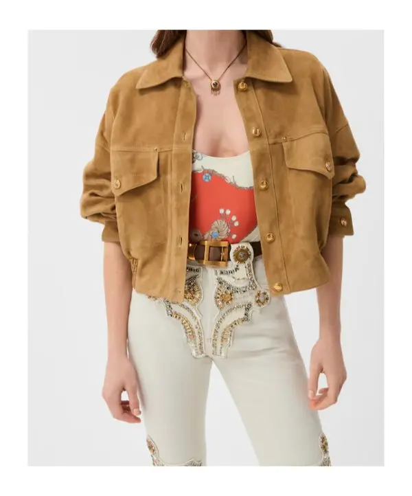 Versace Suede Blouson Jacket With Medusa Hardware