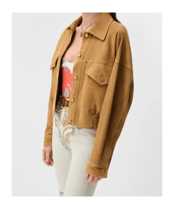 Versace Suede Blouson Jacket With Medusa Hardware