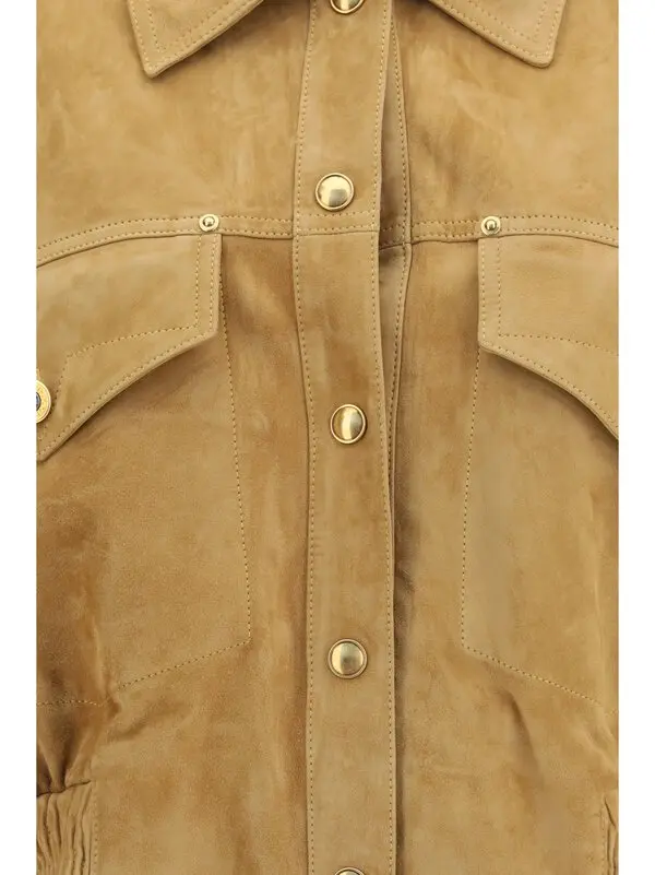Versace Long-sleeved Button-up Blouson With Medusa Hardware - Beige