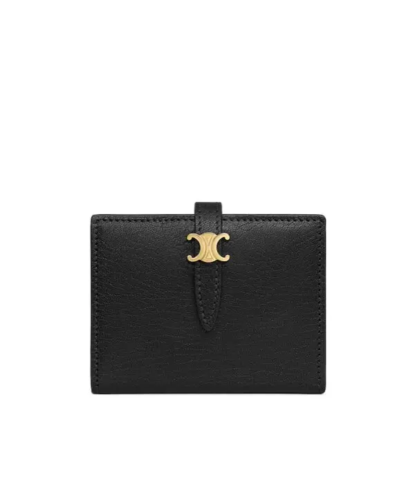 Celine Bi-fold Card Holder Triomphe Pontet In Goatskin