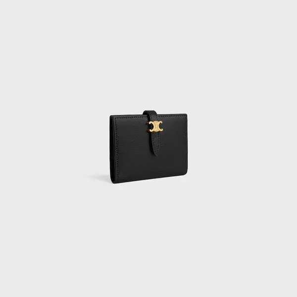 Celine Bi-fold Card Holder Triomphe Pontet In Goatskin