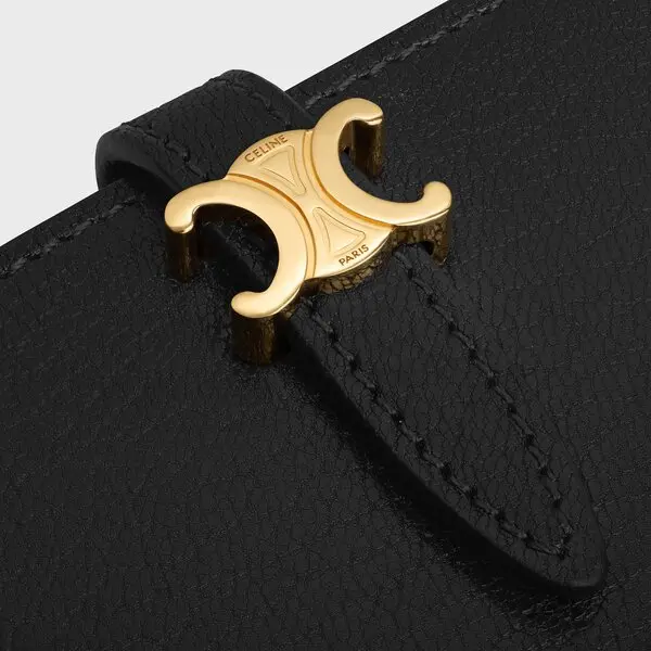 Celine Bi-fold Card Holder Triomphe Pontet In Goatskin