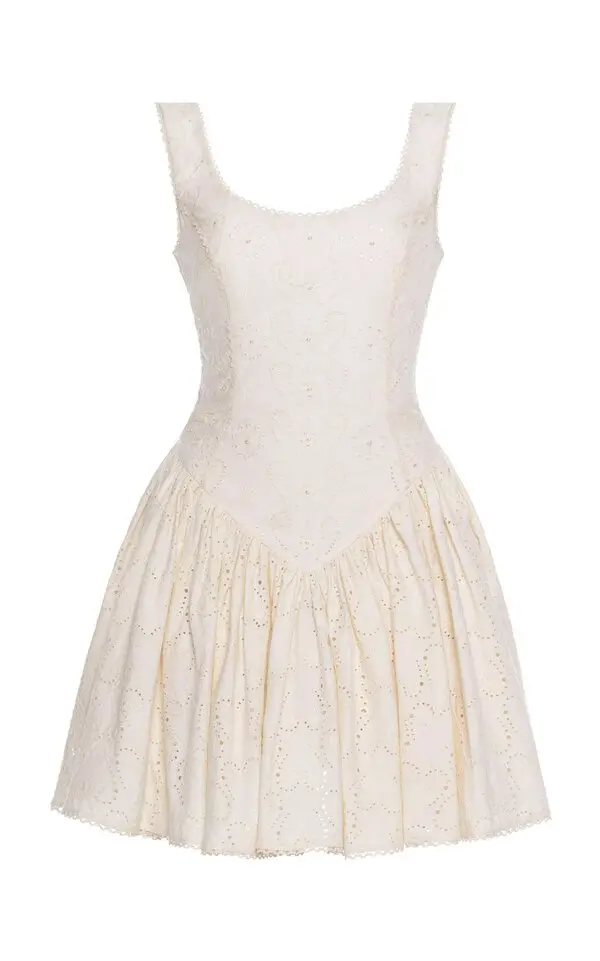 Agua Bendita Pluma Playa Cotton Mini Dress - White