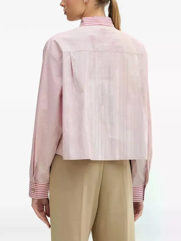BENETTON Striped Pussy-bow Shirt - Pink