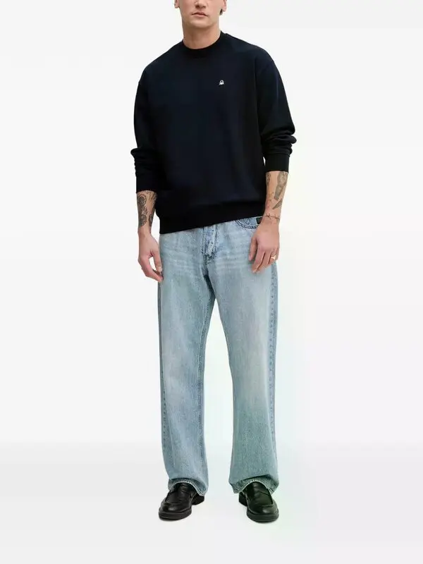 BENETTON Crew Neck Long Sleeve Sweater With Logo Patch