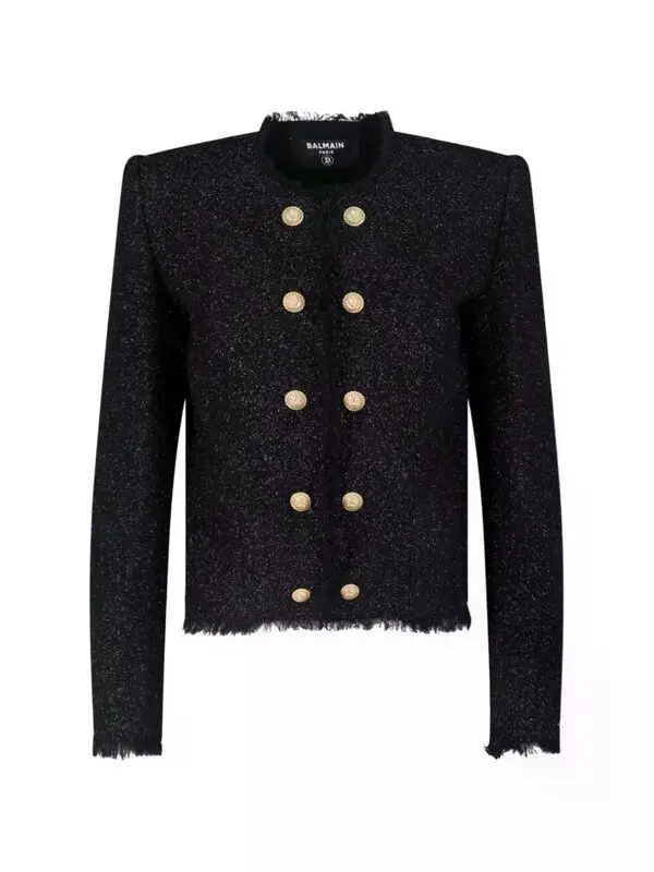Balmain Gold-tone Lion-head Button Tweed Jacket