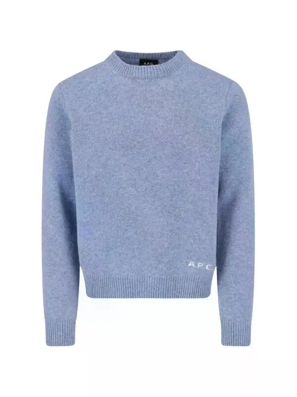 A.p.c. Edmond Logo-embroidered Crew Neck Sweater - Blue