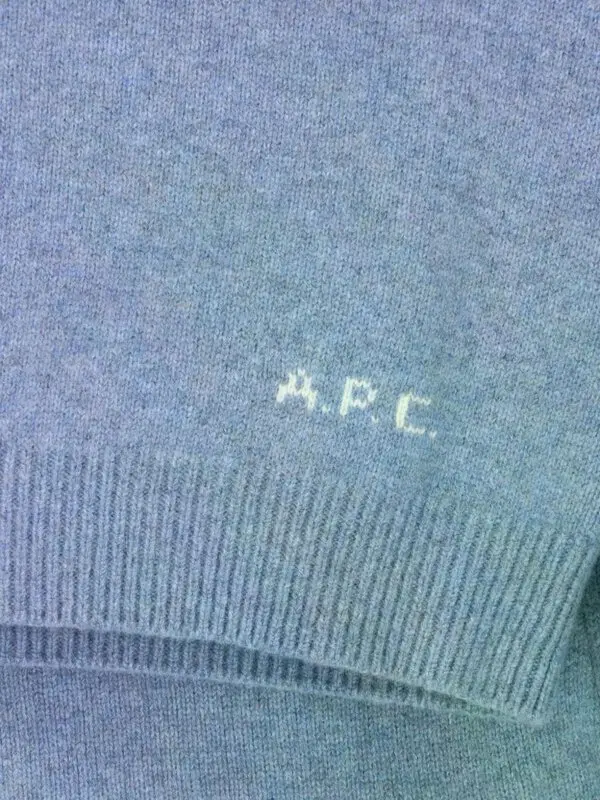 A.p.c. Edmond Logo-embroidered Crew Neck Sweater - Blue