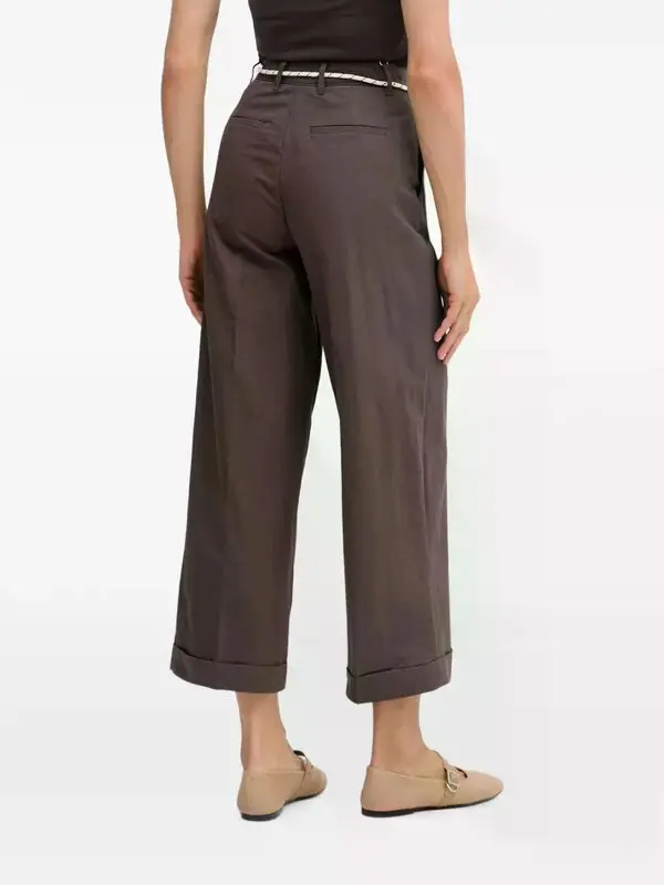 BENETTON Wide Leg Trousers With Rope Belt - Brown