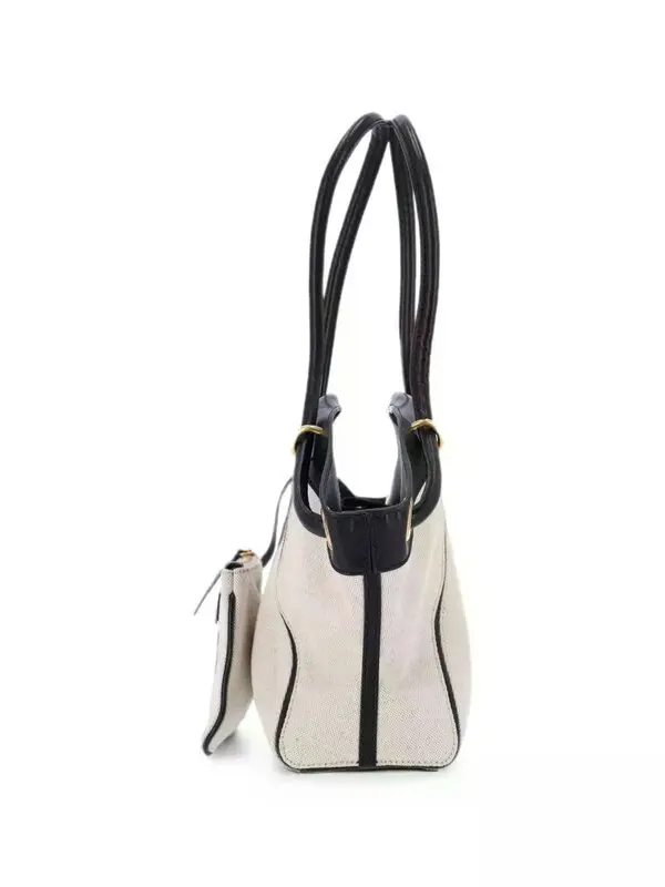 Balmain Canvas And Leather Trim Tote Bag - Neutrals