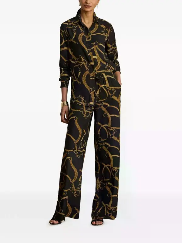 Ralph Lauren Belting Print Wide-leg Trousers