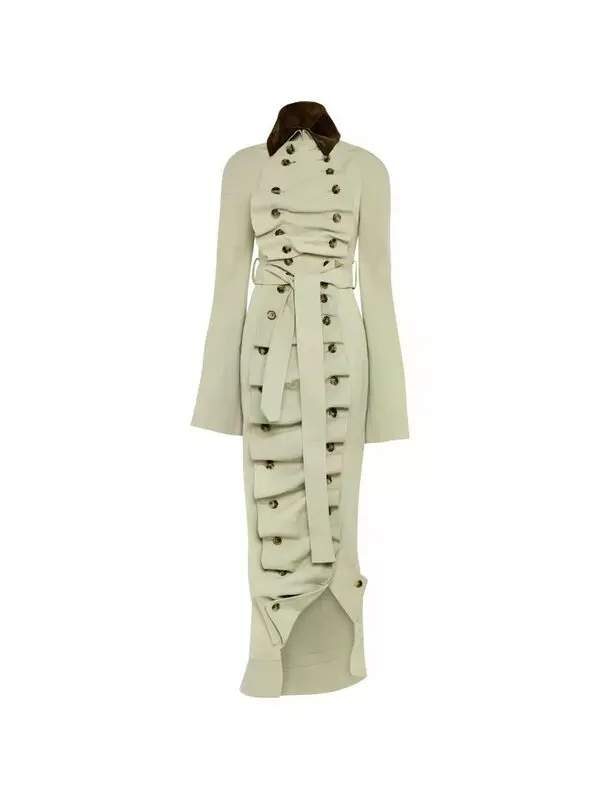 A.W.A.K.E. Mode Ruffled Trench Coat
