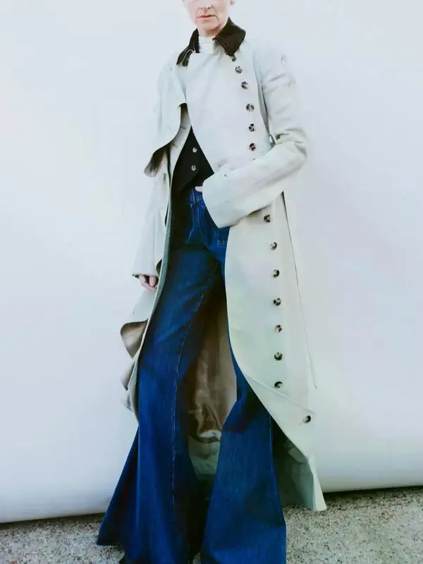A.W.A.K.E. Mode Ruffled Trench Coat