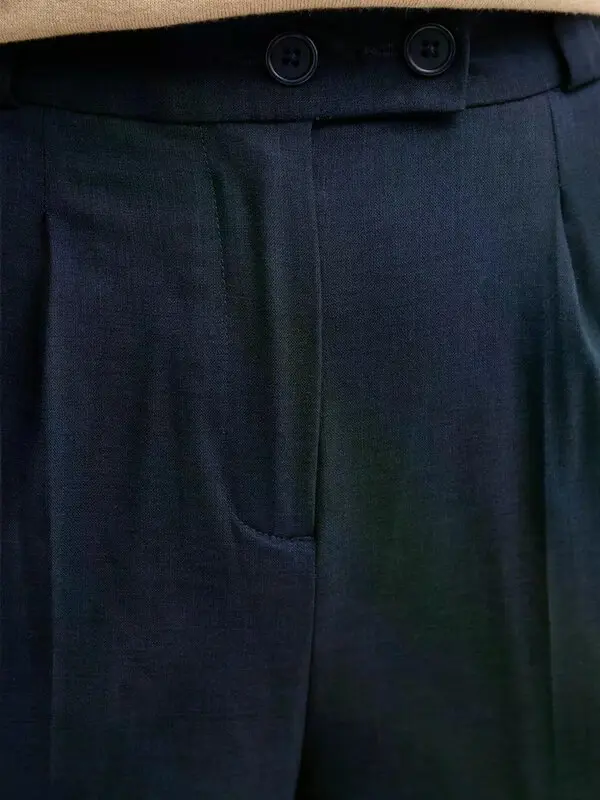 BENETTON Navy Tailored Pleat Detail Trousers