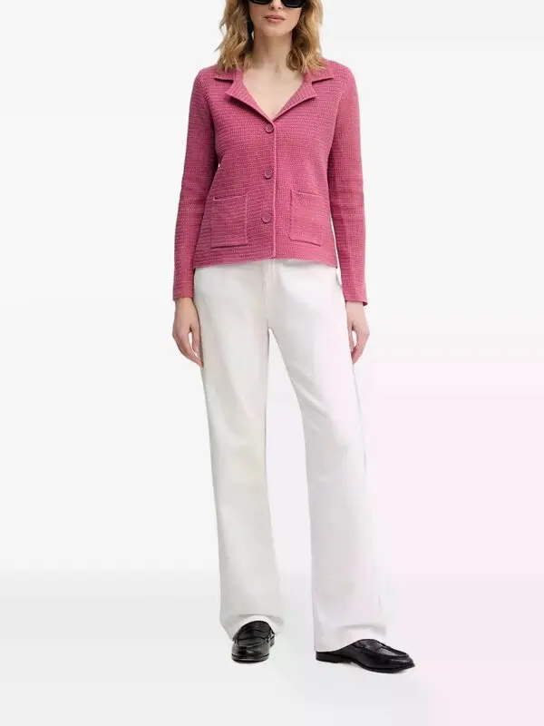BENETTON Textured Button-up Cardigan With Notched Lapels