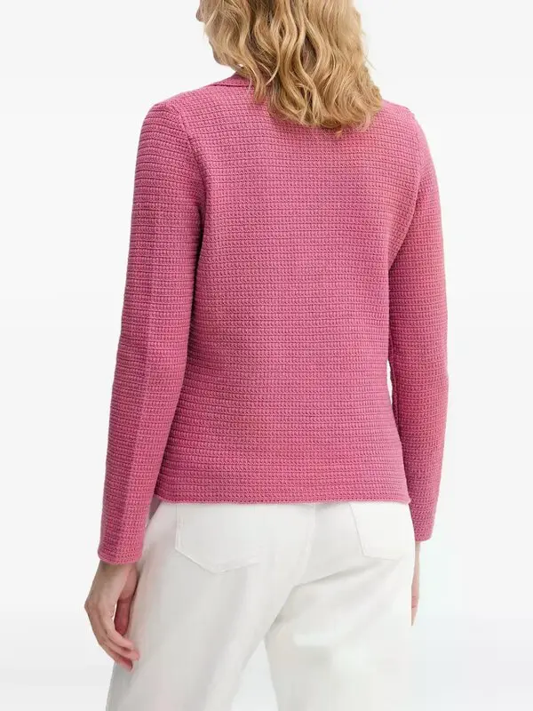 BENETTON Textured Button-up Cardigan With Notched Lapels
