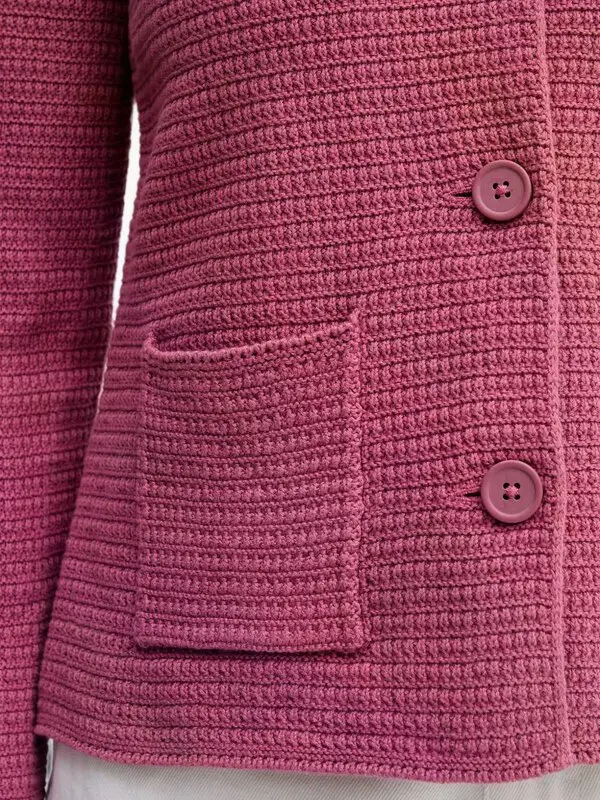 BENETTON Textured Button-up Cardigan With Notched Lapels