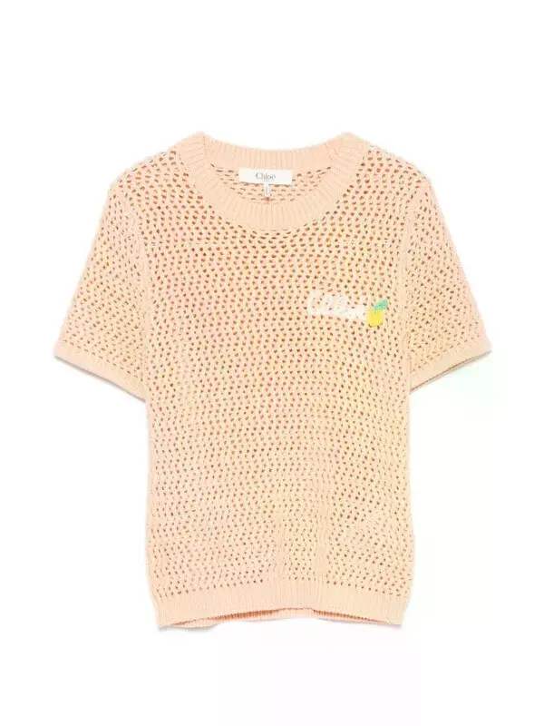 Chloé Crochet Knit Logo-embroidered Top