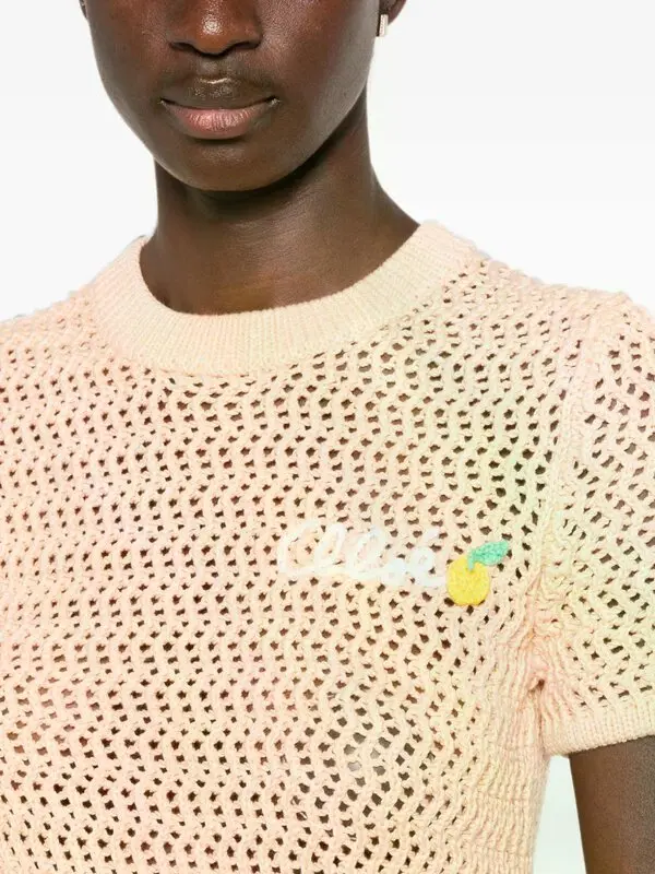 Chloé Crochet Knit Logo-embroidered Top