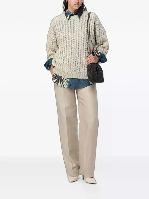 Brunello Cucinelli Monile Embellished Straight-leg Trousers - Neutrals