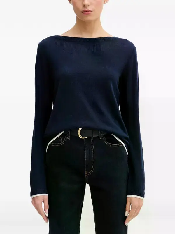 BENETTON Boat Neck Fine Knit Sweater